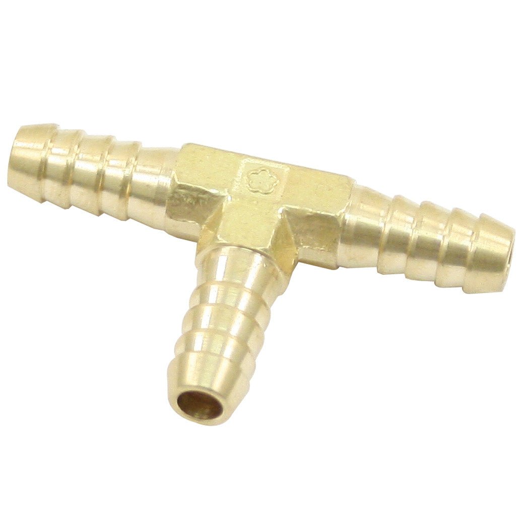 Brass Fuel Tee Fitting - 1/4" X 1/4" X 1/4" Barbed | Moore Parts
